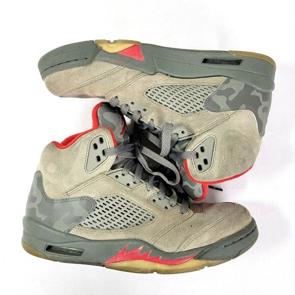 Nike | Shoes | Nike Air Jordan 5 Retro Camo Gray Red Shoes Sneakers ...